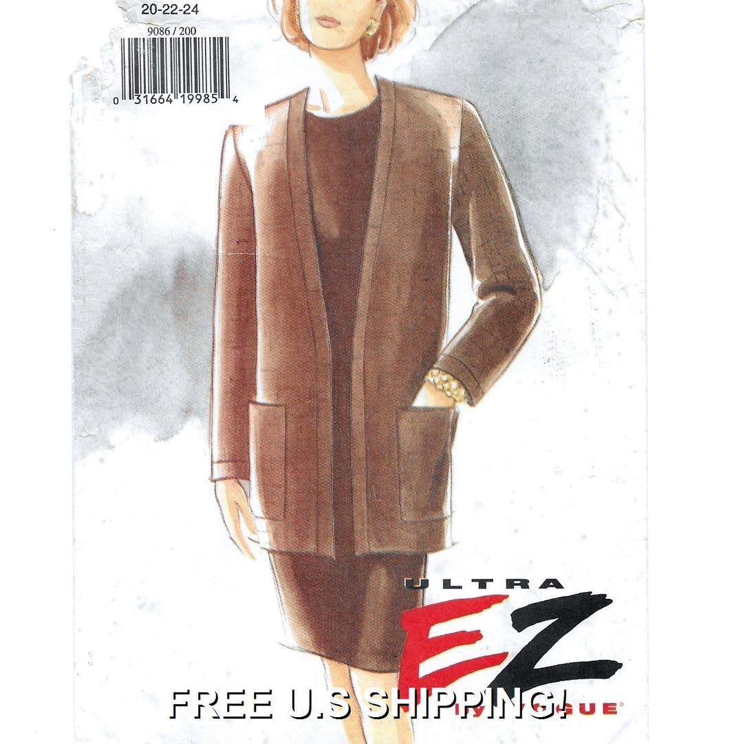 A Loose, Long Jacket & Loose Fit Straight Dress Sewing Pattern for ...