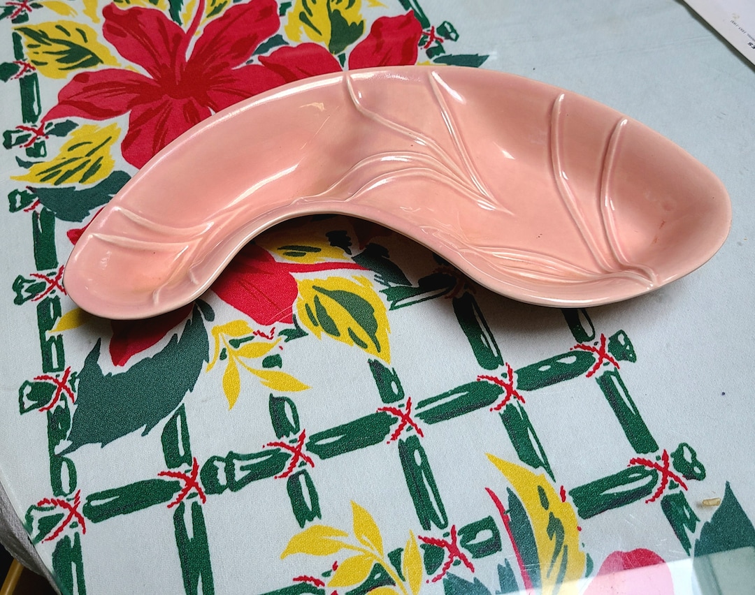 Pink California Pottery Boomerang Condiment Candy Dish - Etsy