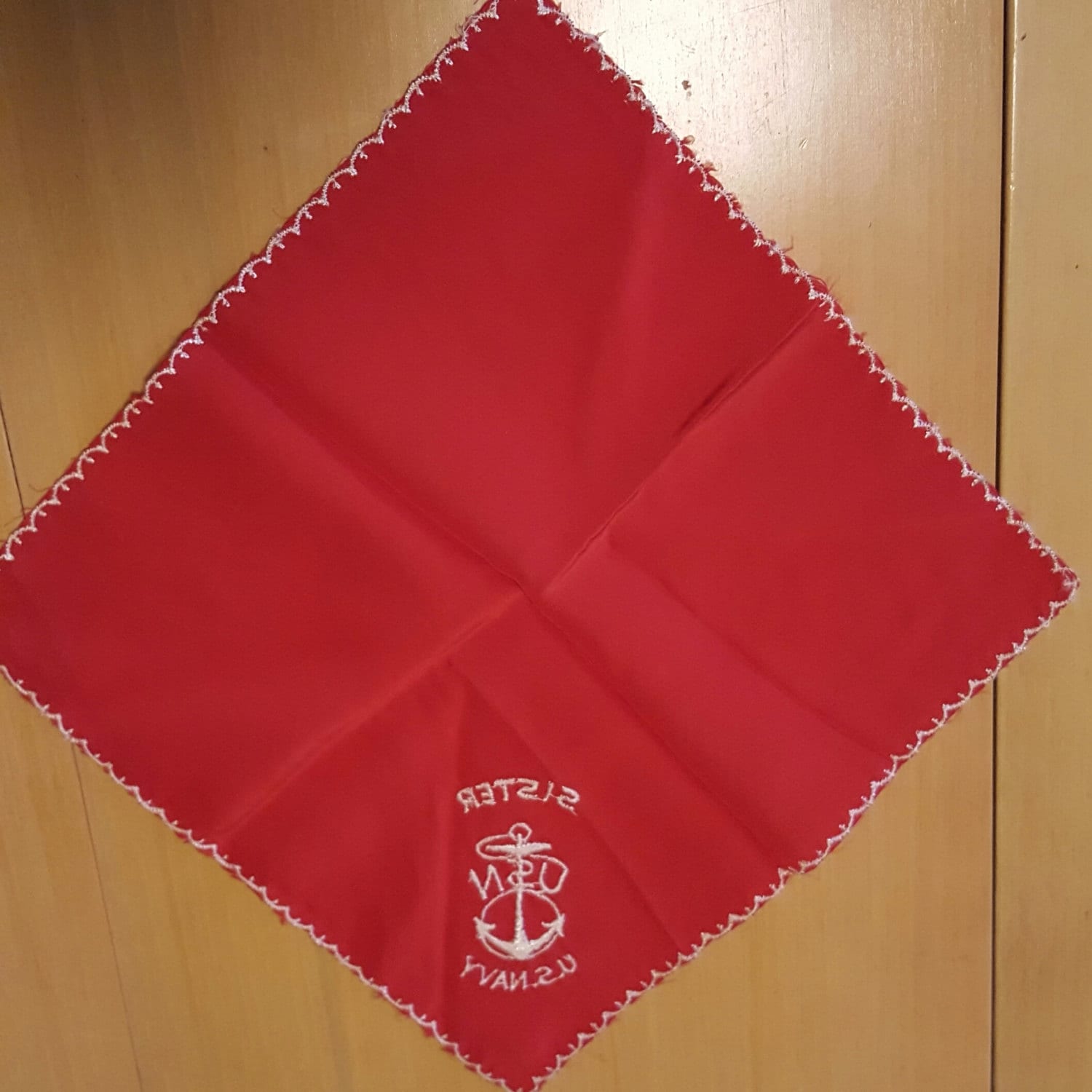 Antique Silk World War II Handkerchief U.S. Navy Sister Red and White ...