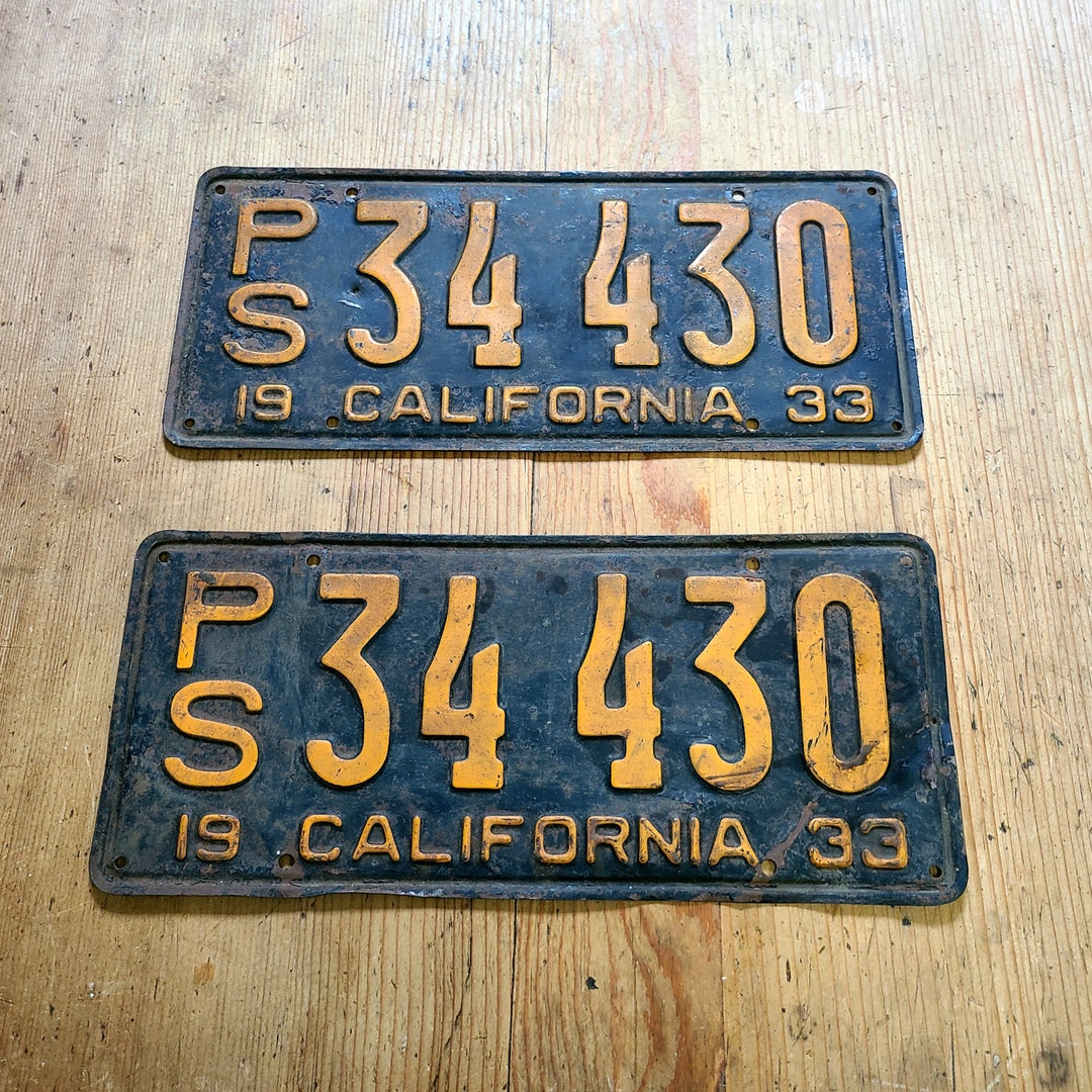 1933 California Public Service License Plates - Rare - Etsy