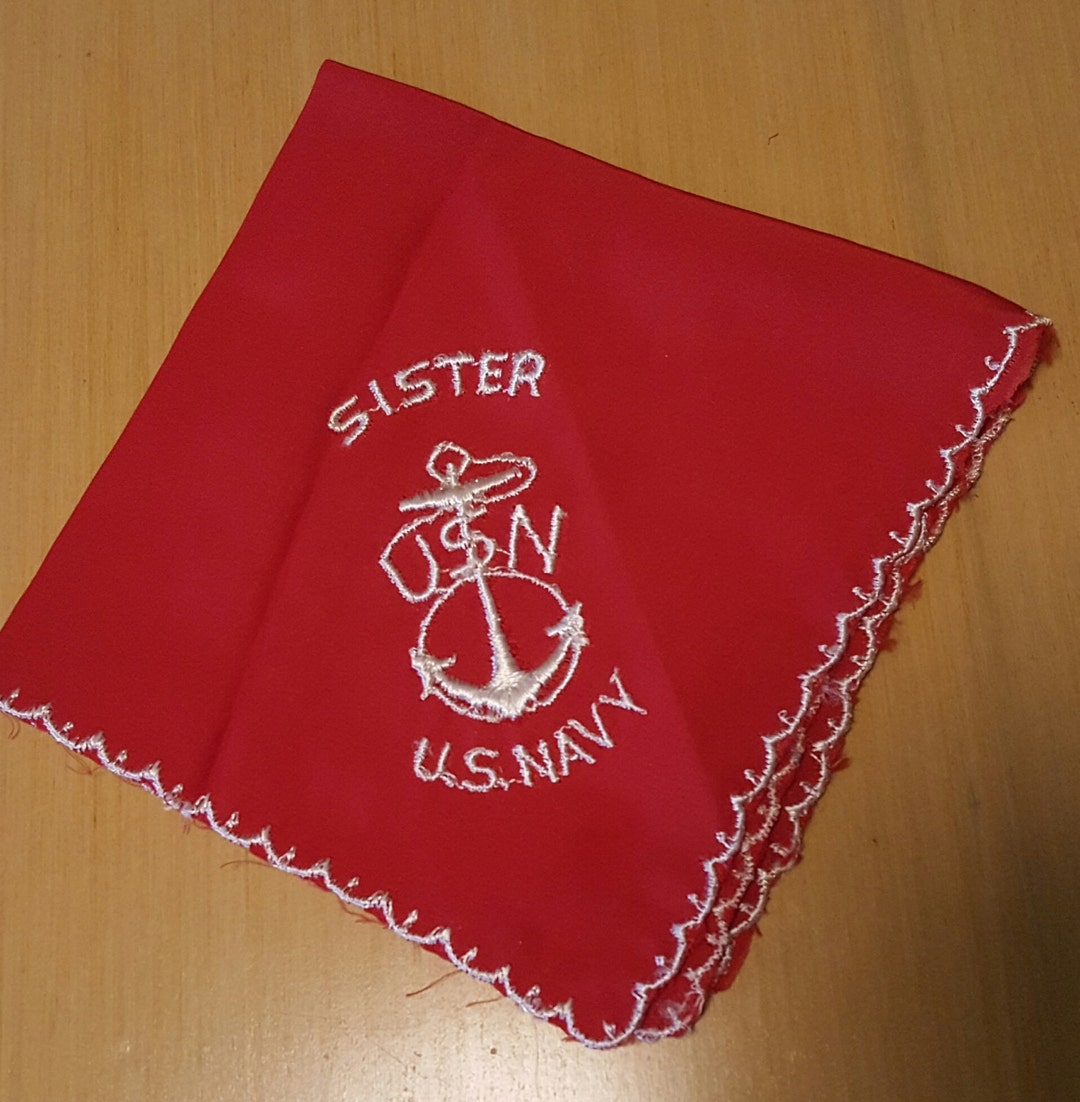 Antique Silk World War II Handkerchief U.S. Navy Sister Red and White ...