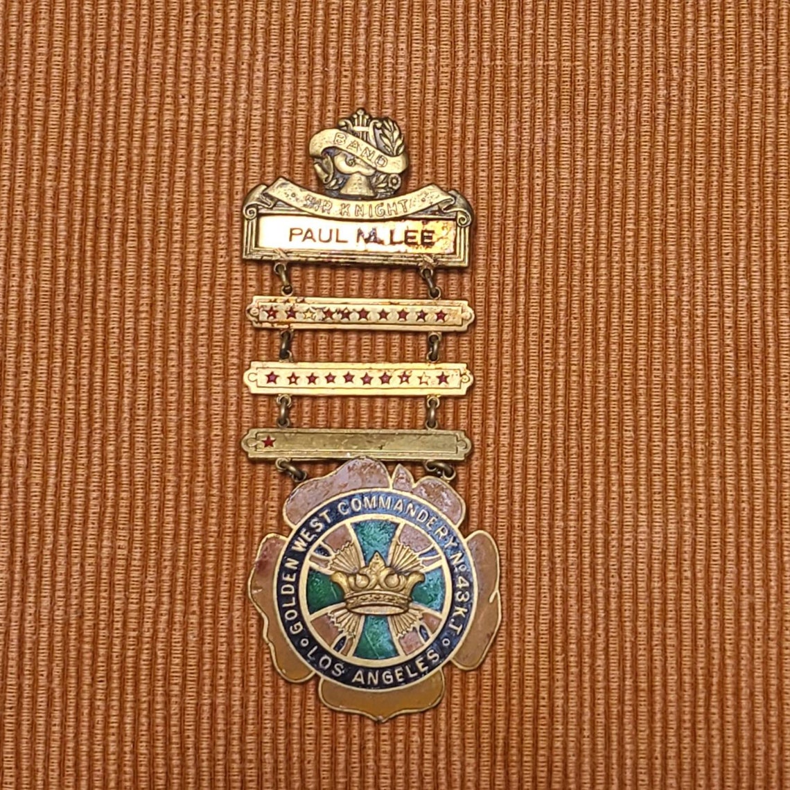 Vintage Masonic Order of Demolay & Golden State Commandery Named Medal ...