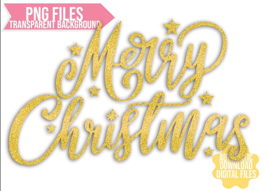 Gold Glitter Merry Christmas | Png Clipart | Digital Download PNG ...