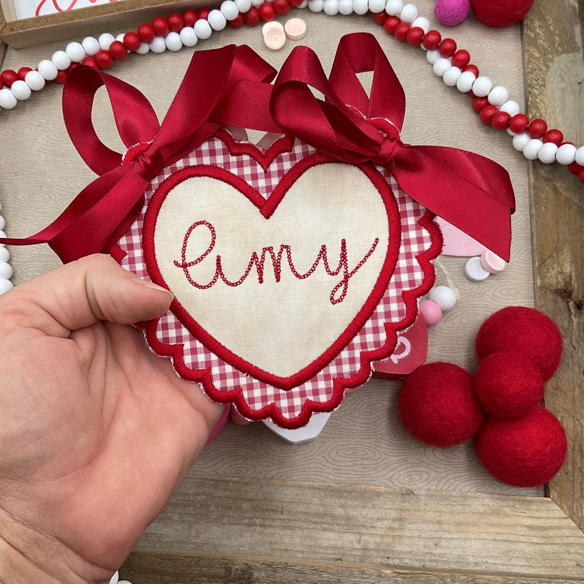 ITH Scalloped Edge Heart Name Tag Banner BUNDLE - Valentines Heart Tag ...