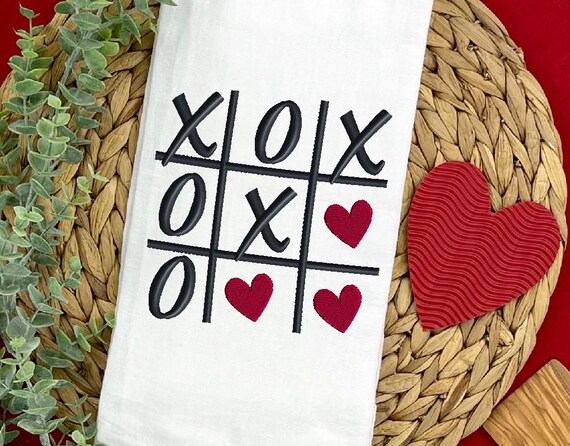 Tic Tac Toe Hugs and Kisses Valentine's Day Embroidery | Etsy