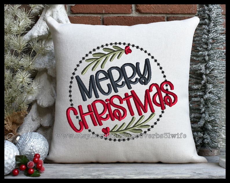 Merry Christmas Embroidery Design Farmhouse Machine Embroidery - Etsy
