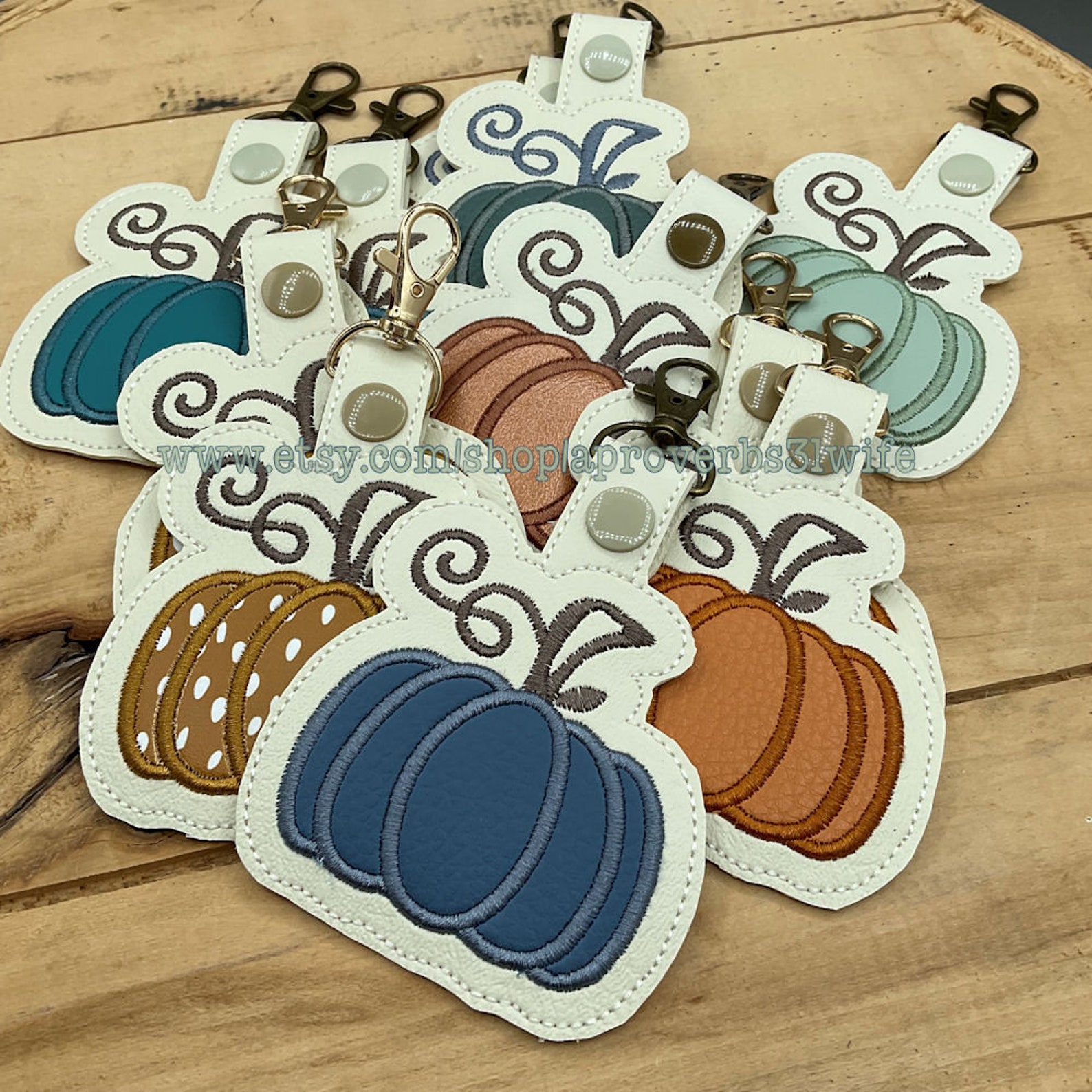 ITH Pumpkin Eyelet Key Fob Machine Embroidery Design - Fall Embroidery ...