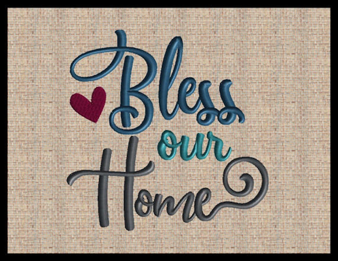 Bless Our Home Embroidery Design Scripture Embroidery Design Tea Towel ...