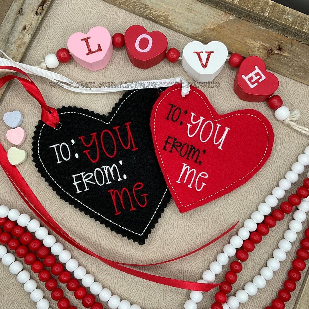 ITH Felt Heart Name Tag Valentines Heart Tag Basket Name Tag in the ...