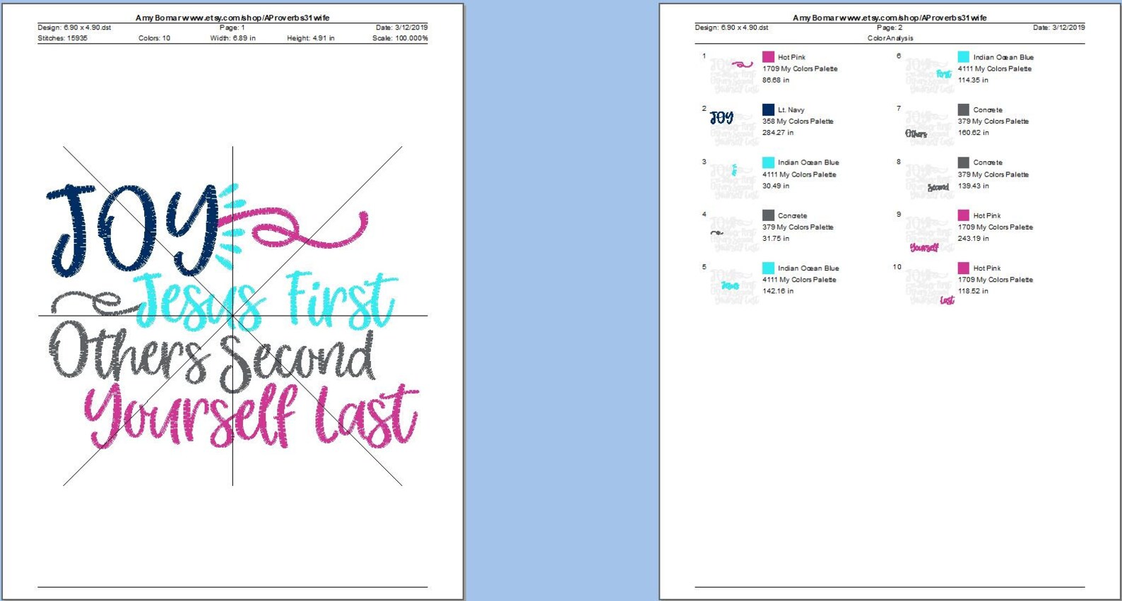 JOY Jesus First Others Second Yourself Last Machine Embroidery - Etsy
