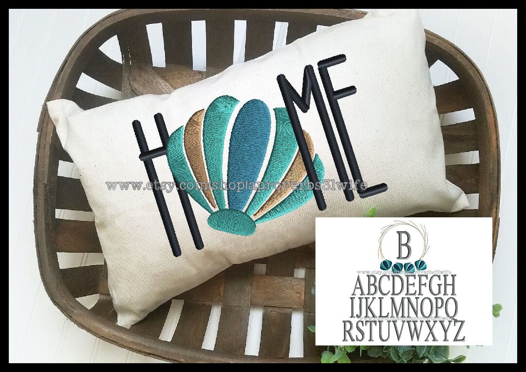 BUNDLE Embroidery Design Seashell Font and HOME With Seashell O Machine ...