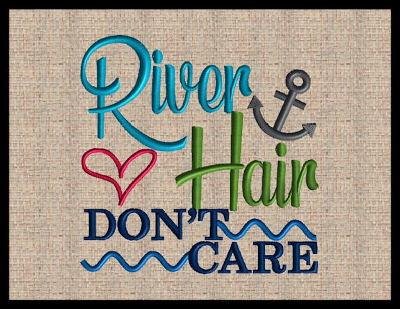 River Hair Dont Care Embroidery Design Machine Embroidery Heart ...