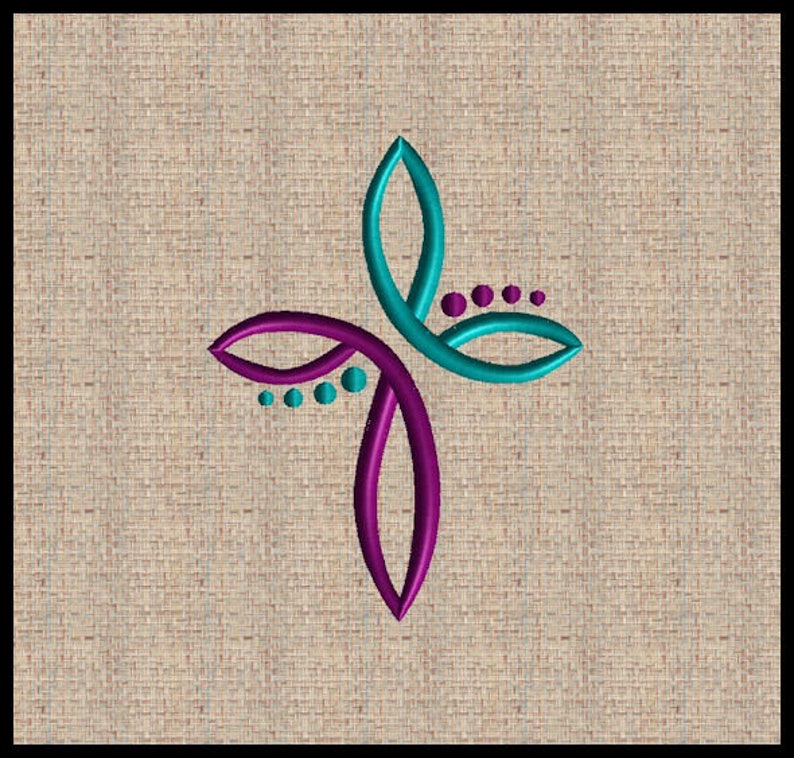 Cross Embroidery Design Scrolls Filigree Cross Embroidery | Etsy