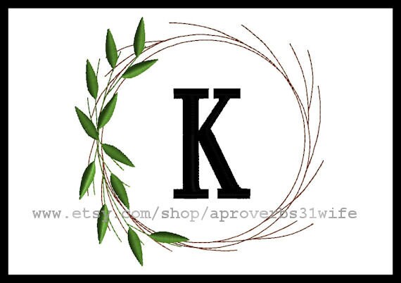 Stick Wreath Font Frame Monogram Font Frame 4x4 Embroidery Design ...