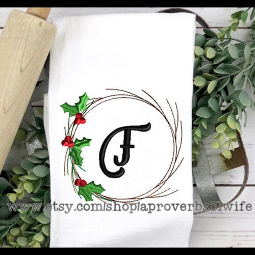 Christmas Holly Letters Font Machine Embroidery Design - Etsy