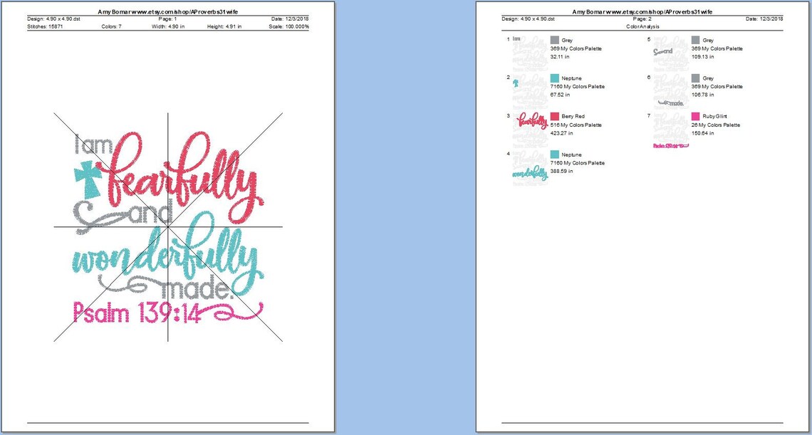 I Am Fearfully and Wonderfully Made Psalm 139:14 Embroidery - Etsy