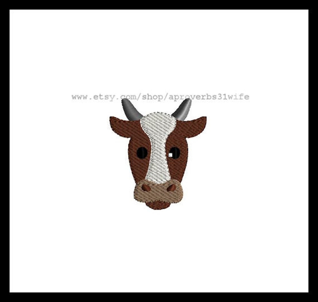 Mini Cow Face Machine Embroidery Design Farm Animal Embroidery Mini ...