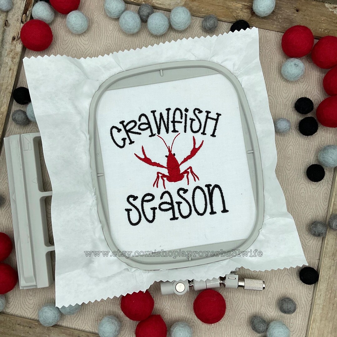 Crawfish Season Embroidery Design Crawdad Crawdaddy Crayfish Embroidery ...