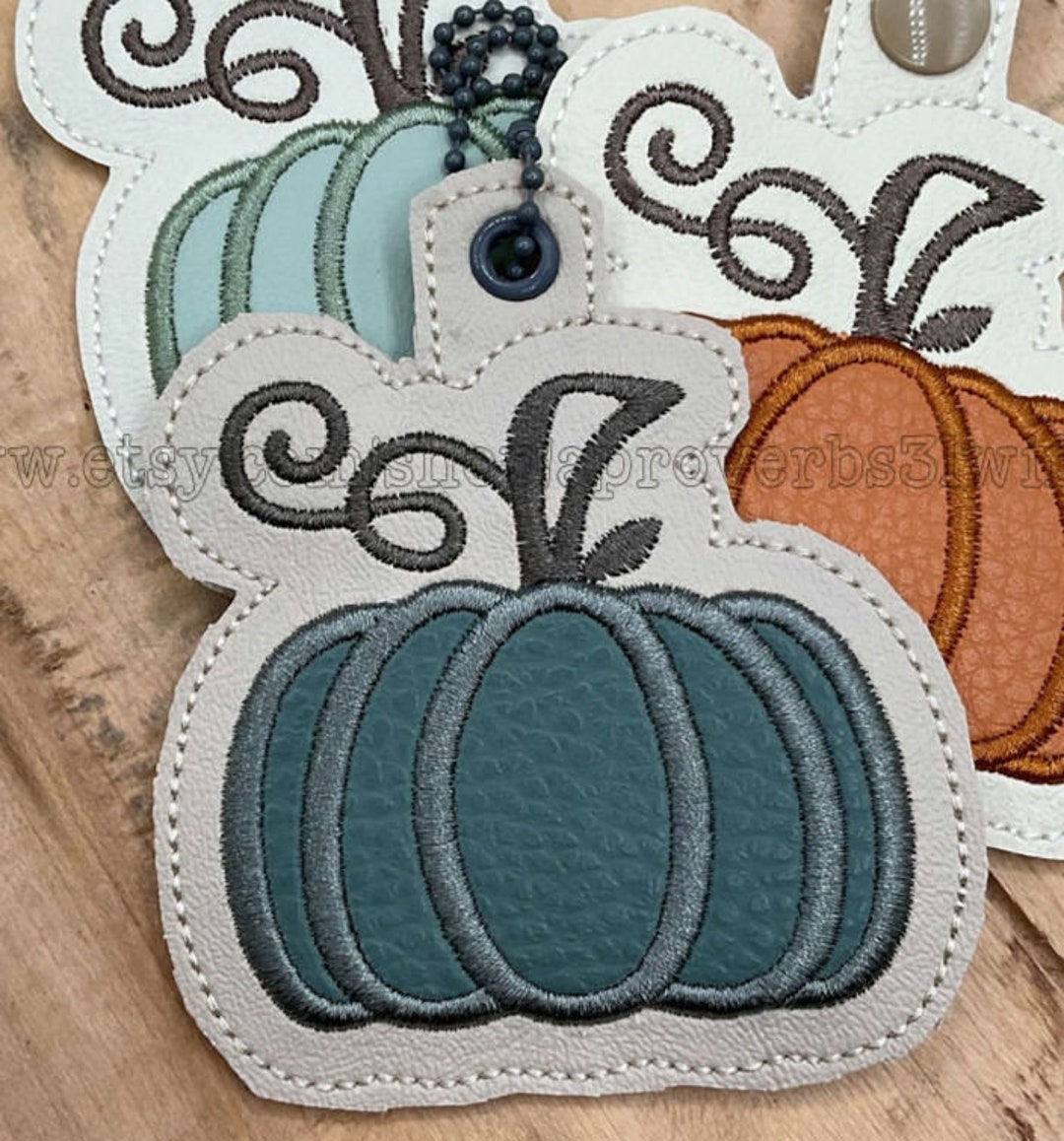 ITH Pumpkin Eyelet Key Fob Machine Embroidery Design - Fall Embroidery ...