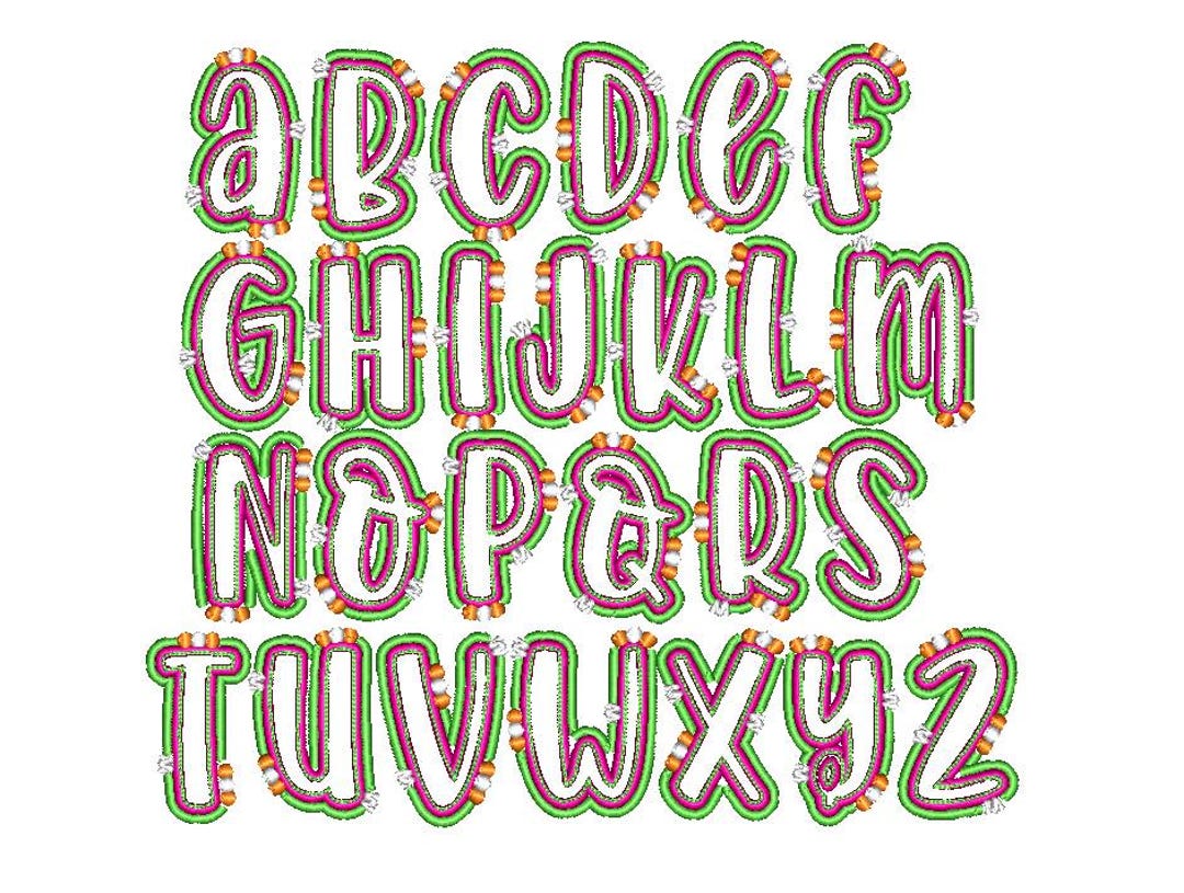 5 Inch Monogram Font Set | Outline Doodle Font Machine Embroidery ...