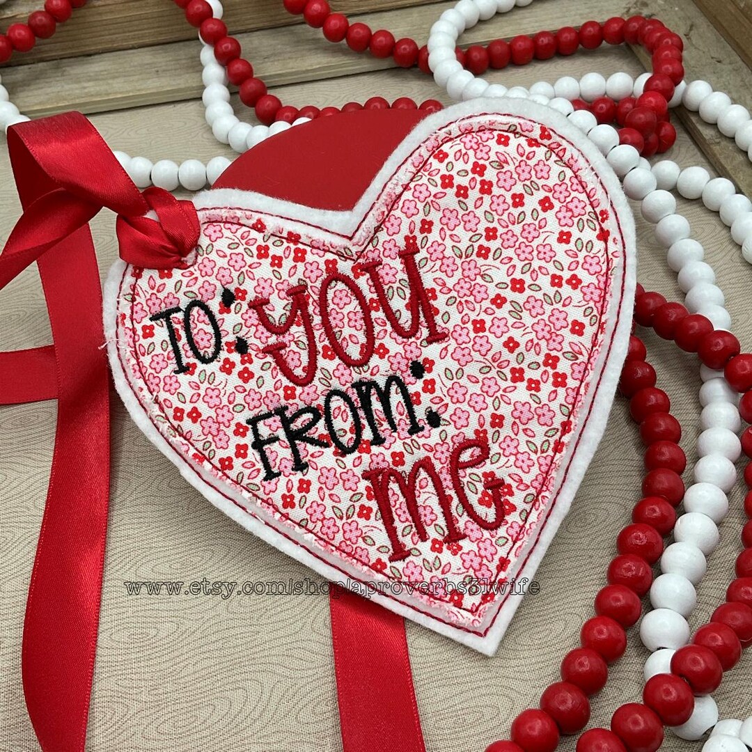 ITH Felt Heart Name Tag - Valentines Heart Tag - Basket Name Tag - in ...