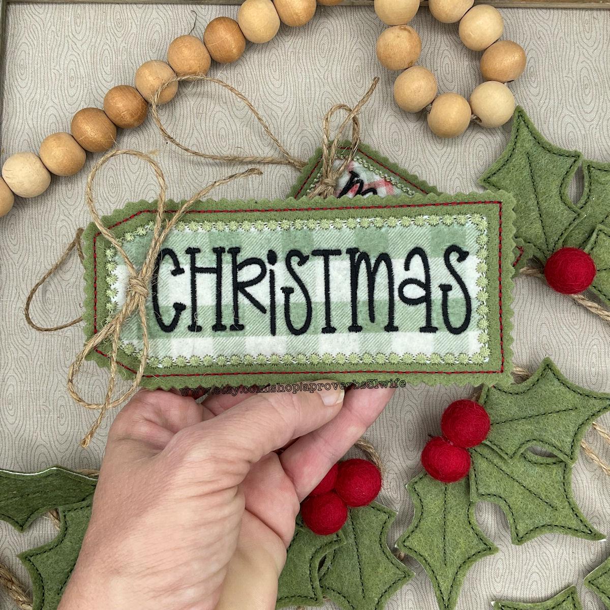 ITH Felt Christmas Tag - Stocking Tag- Gift Tag - Christmas Decor ...