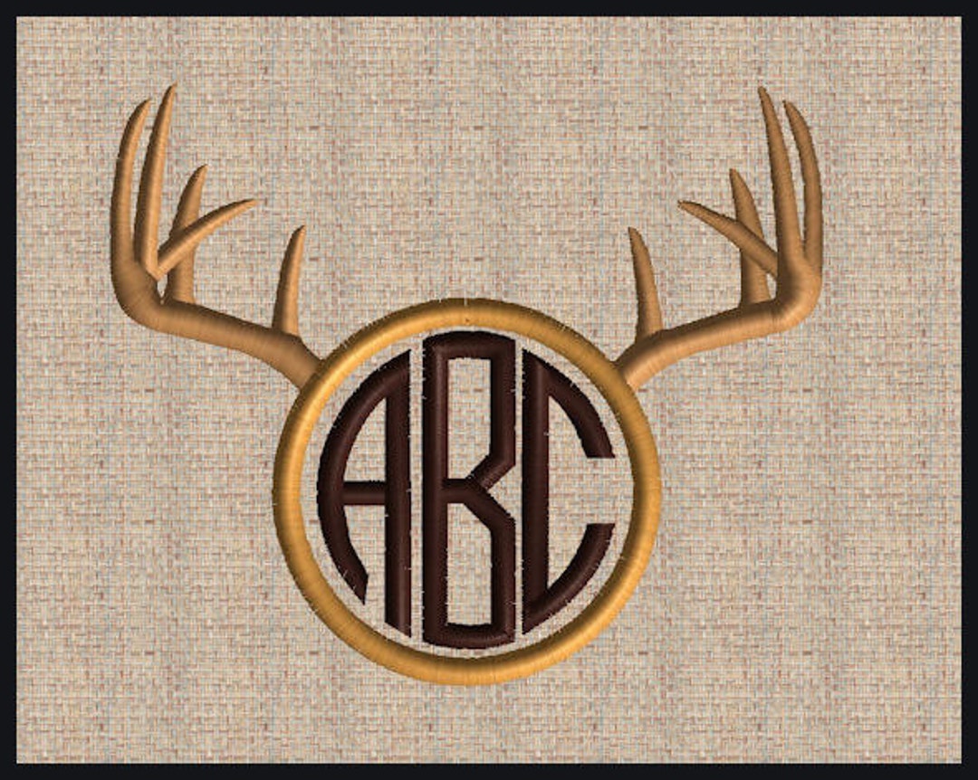 Deer Antler Font Frame Hunting Monogram Frame Buck Antler Embroidery ...