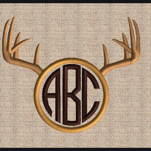 Deer Antler Font Frame Hunting Monogram Frame Buck Antler Embroidery ...