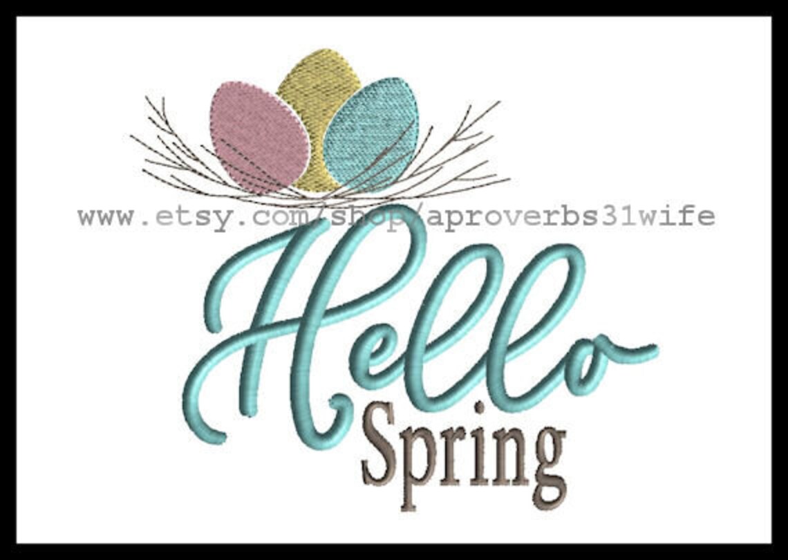 Hello Spring Embroidery Design Machine Embroidery Design | Etsy