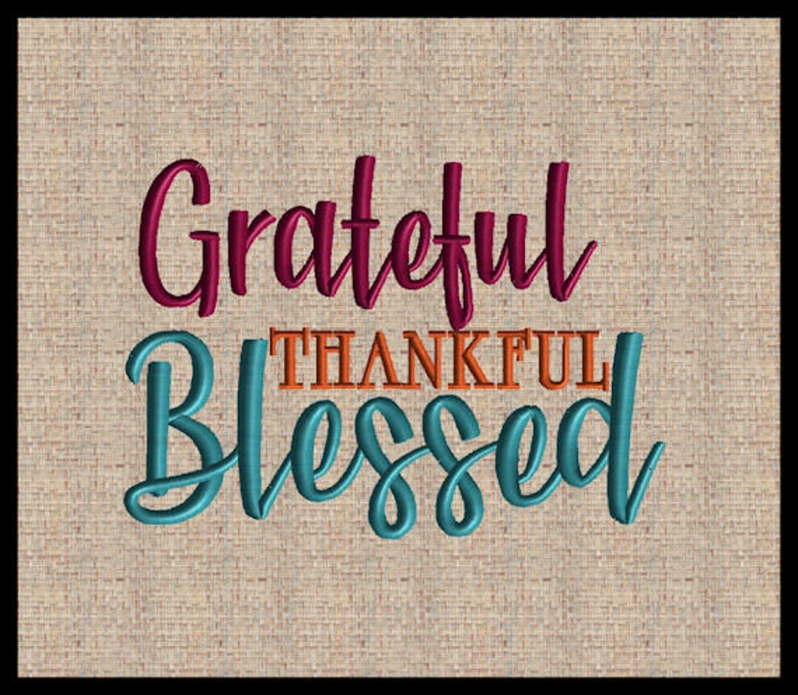 Grateful THANKFUL Blessed Fall Embroidery Design Machine - Etsy
