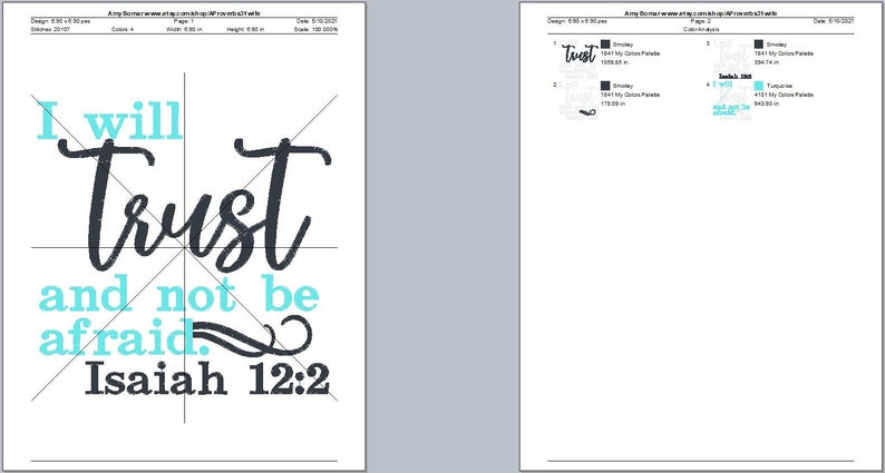 I Will Trust and Not Be Afraid Isaiah 12:2 Embroidery Design Bible ...