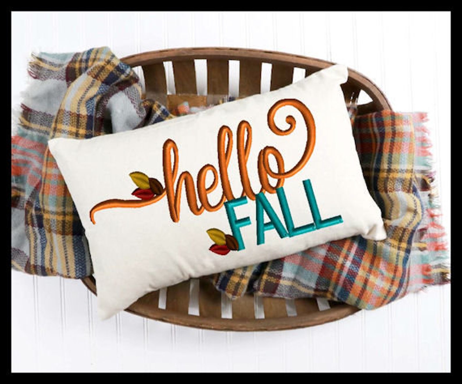 Hello Fall Machine Embroidery Design Pumpkin Embroidery Design - Etsy