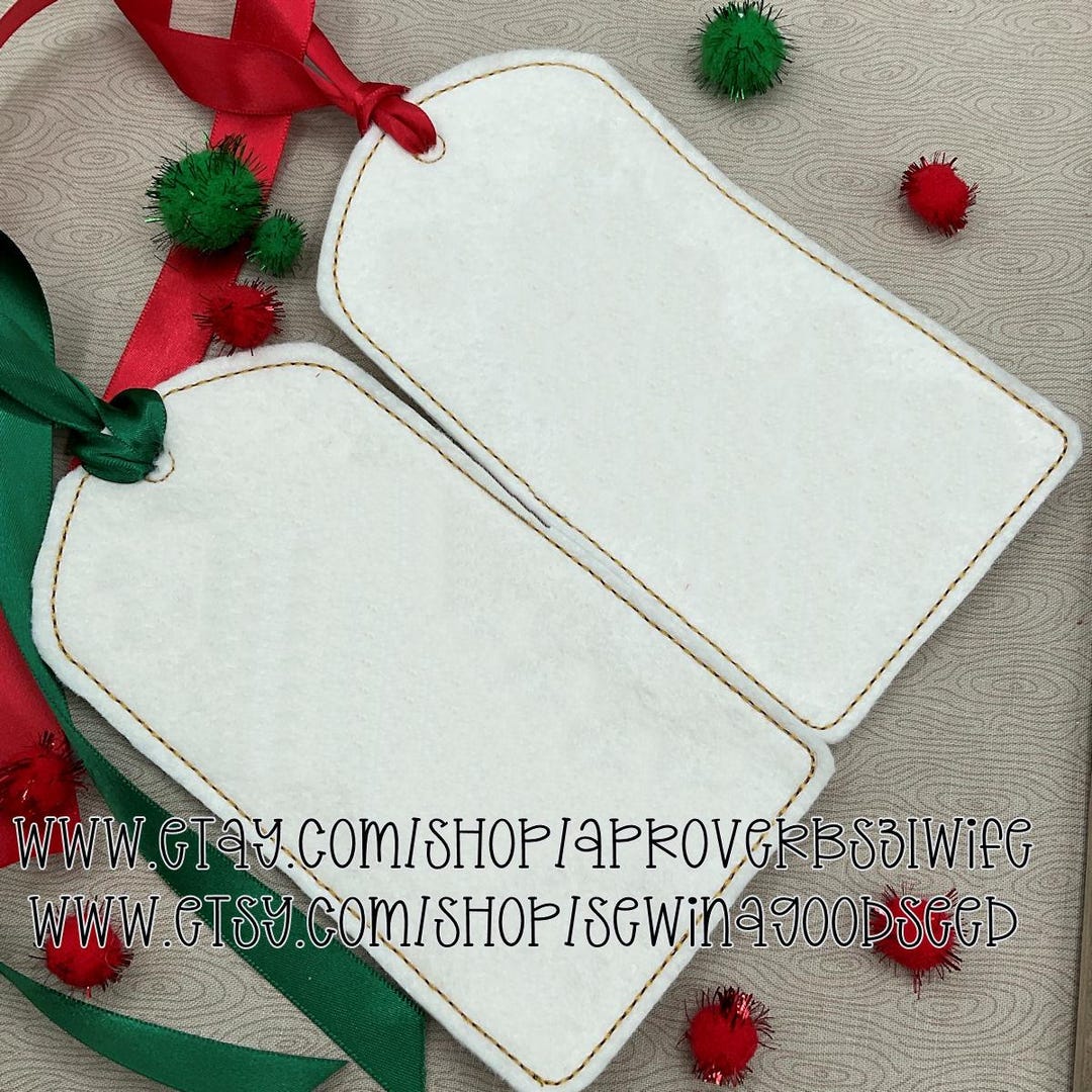 ITH Felt Stocking Name Tag BLANK - Stocking Tag- Gift Tag - Christmas ...