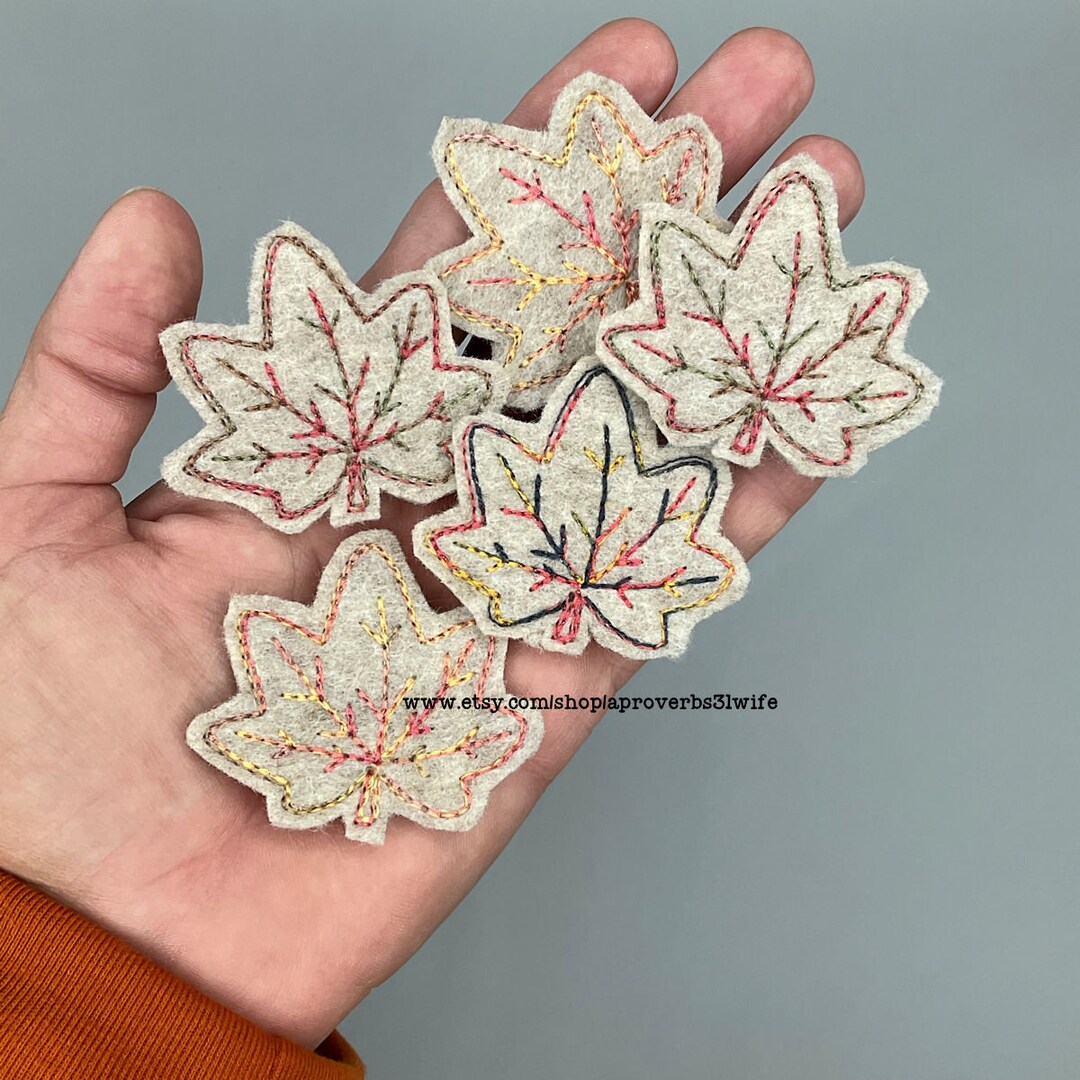 ITH Felt Maple Leaf Embroidery Design for Garland - Felt Holly Leaf ...