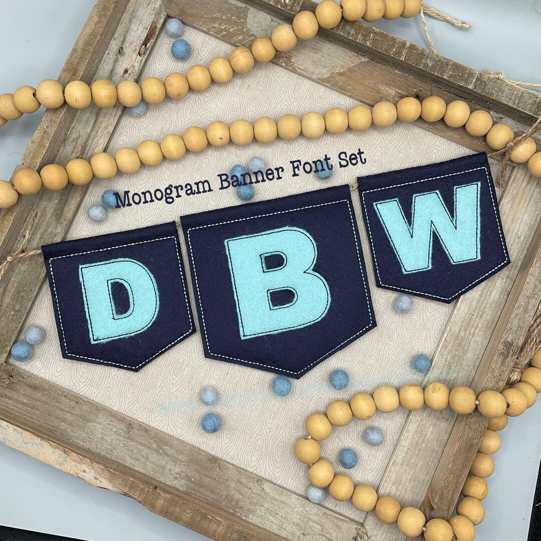 ITH Monogram Banner Font Set | Machine Embroidery Design | DIY Bunting ...