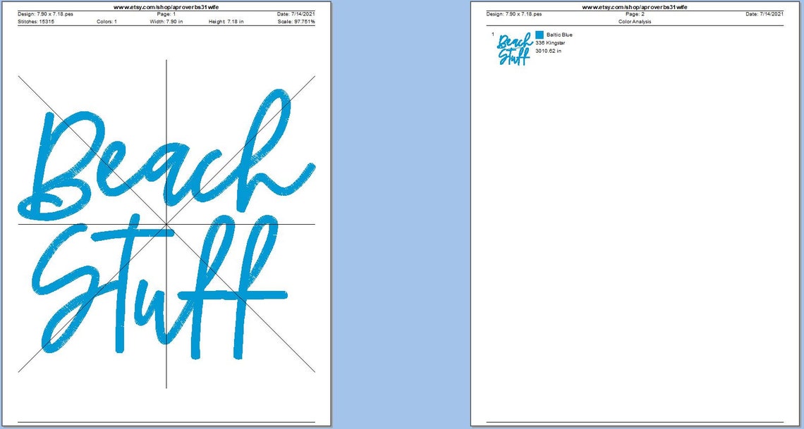 Beach Stuff Embroidery Design - Quick Sketch Stitch (instant Download ...