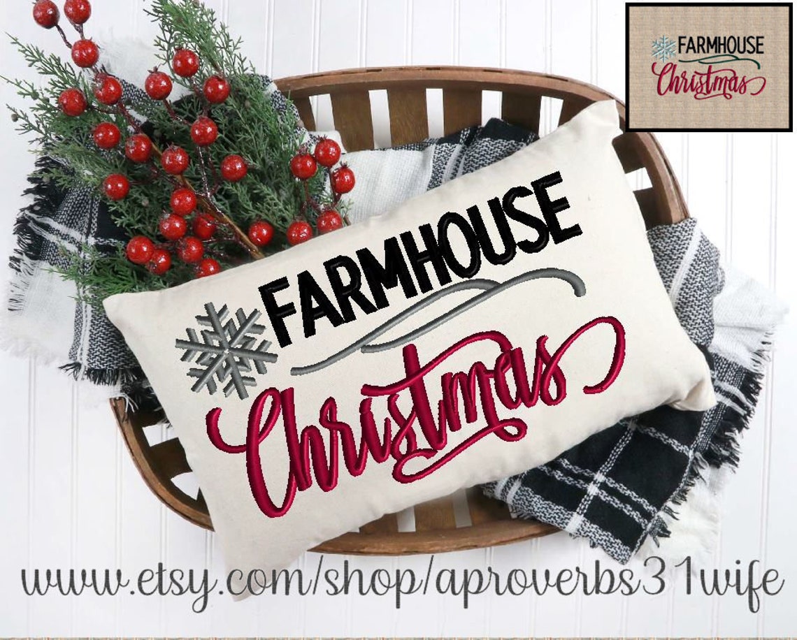 Farmhouse Christmas Embroidery Design, Snowflake (4x7-7x11) (digital ...