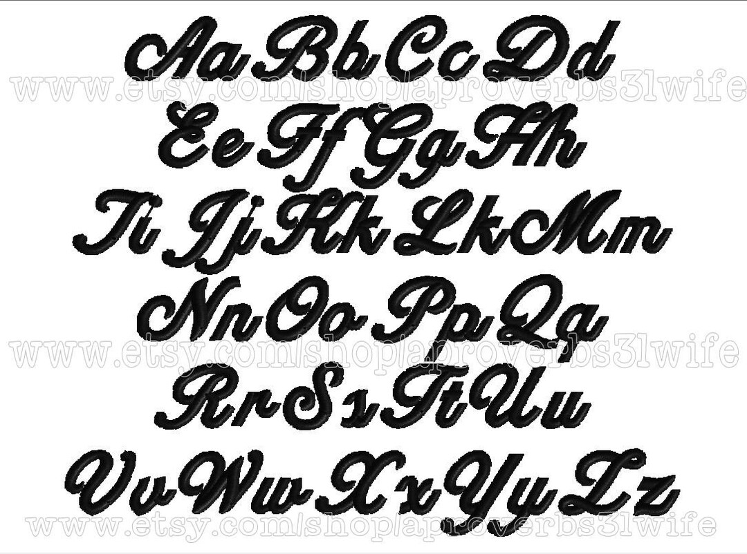 On Sale Embroidery Font Slant Script Alphabet EXCLUSIVE Embroidery Font ...