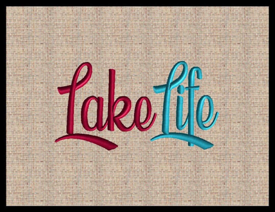 Words Lake Life Embroidery Design Summer Embroidery Hat Embroidery ...