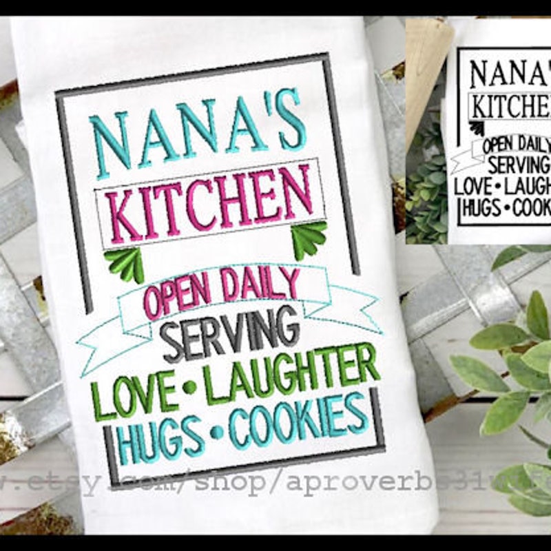 Nana Tea Towel Embroidery - Etsy