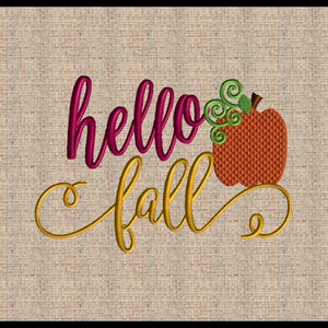 Hello Fall Machine Embroidery Design Pumpkin Embroidery Design ...
