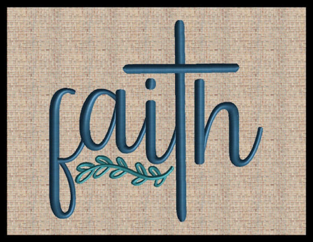 Word Faith With Cross T Machine Embroidery Design Script Font Faith ...