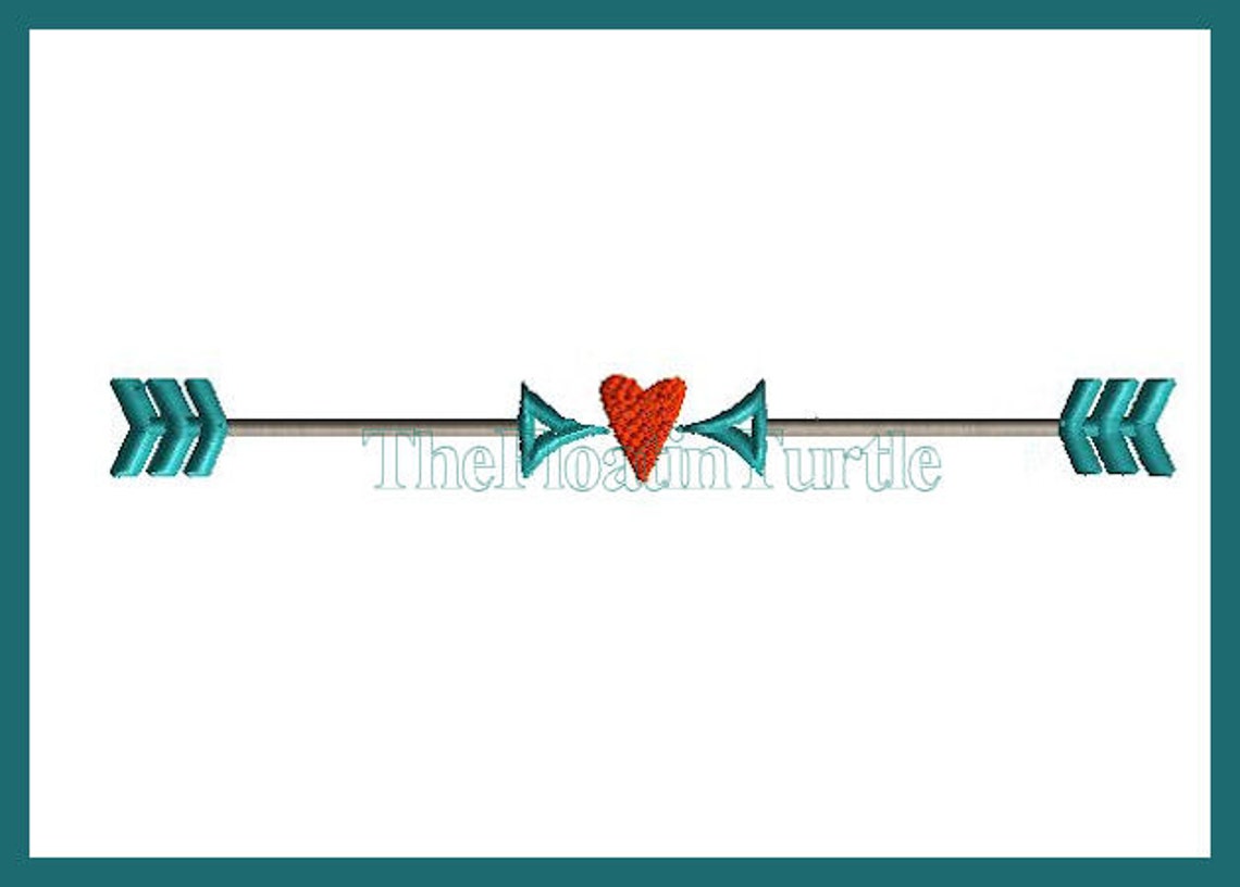 Arrow Embroidery Design 2 Arrows With Heart Embroidery Design - Etsy