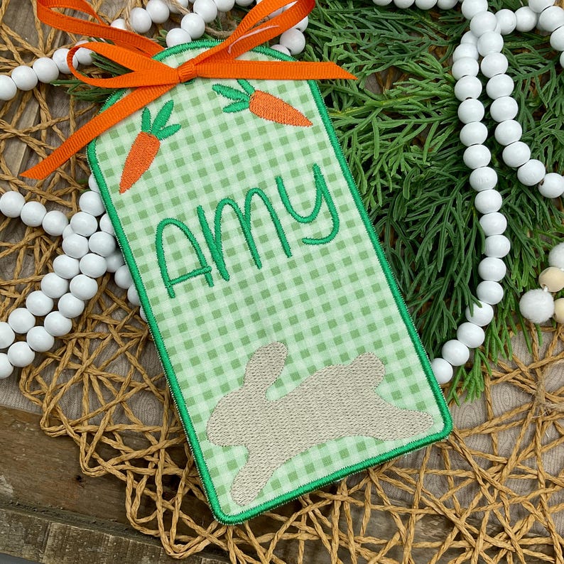 ITH Easter Bunny and Carrots Name Tag - Easter Basket Name Tag ...