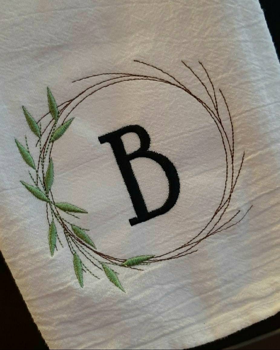 Stick Wreath Font Frame Monogram Font Frame 4x4 Embroidery Design ...