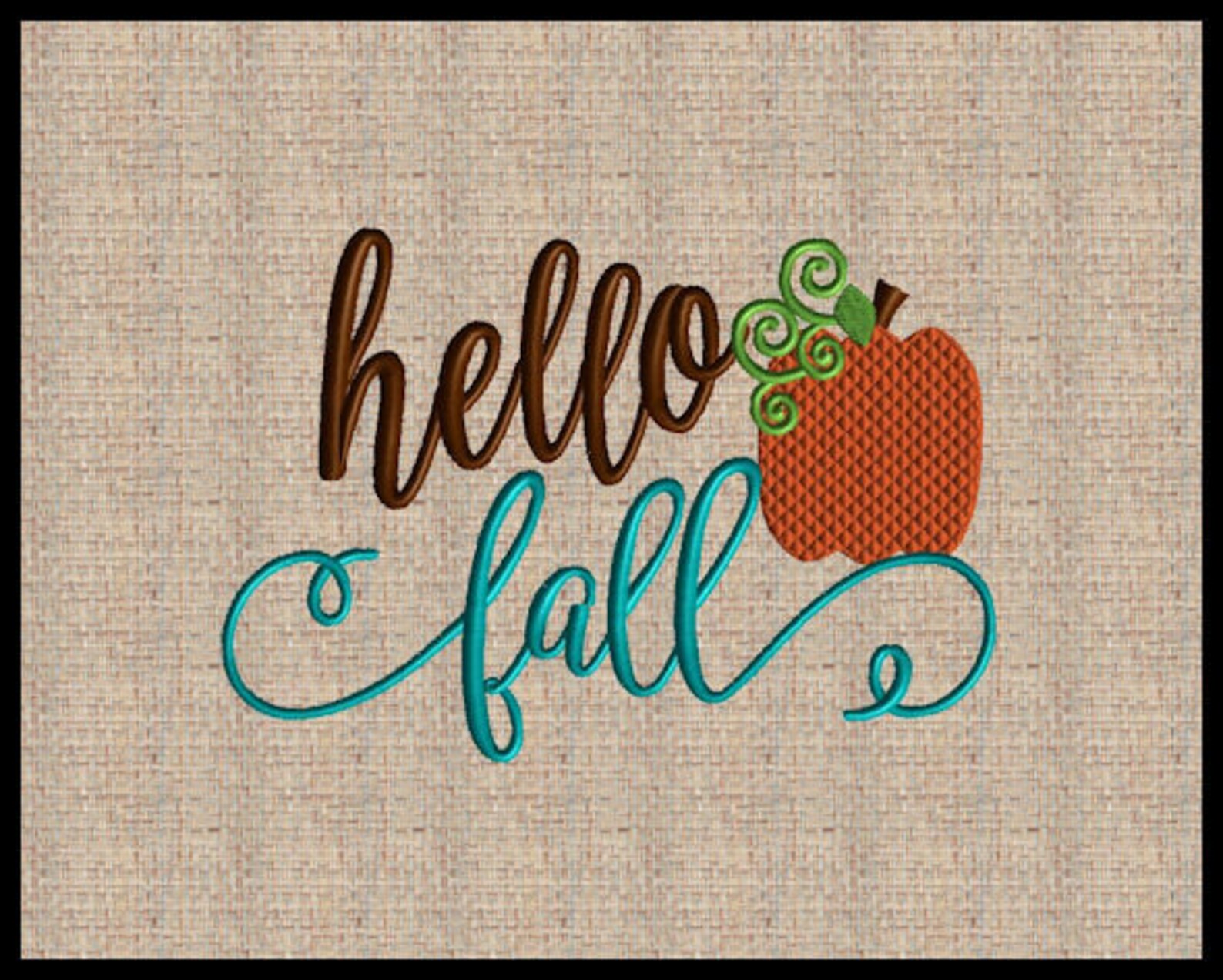 Hello Fall Machine Embroidery Design Pumpkin Embroidery Design | Etsy