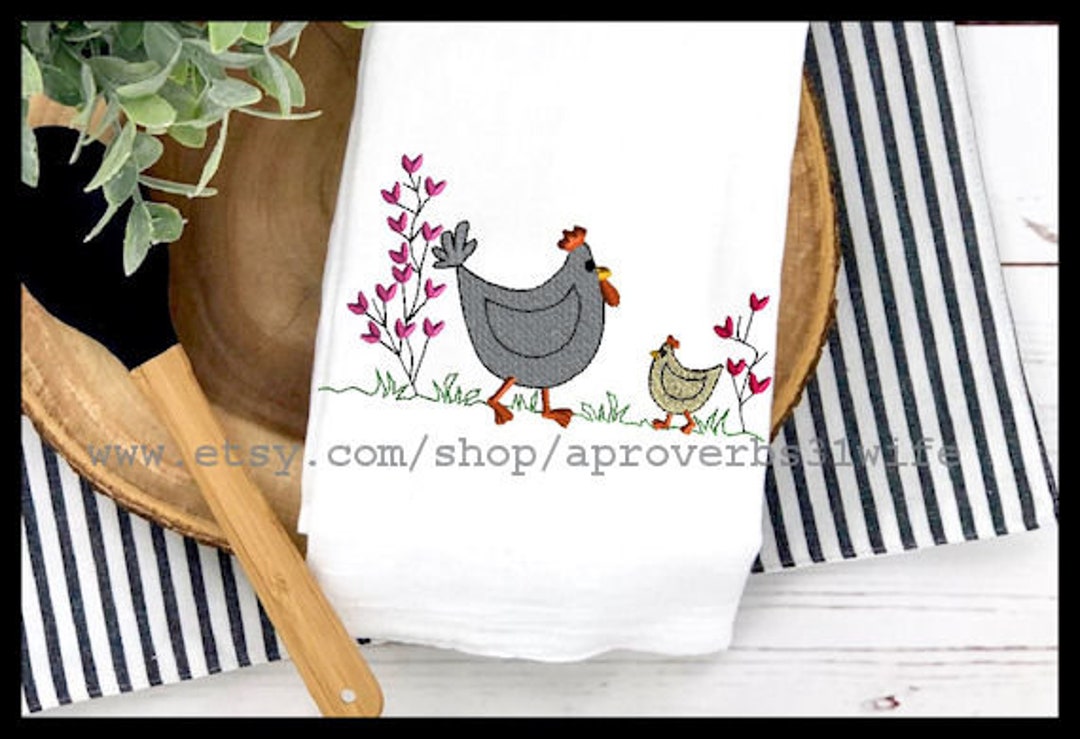 Hen and Chick Machine Embroidery Design. Chicken Embroidery. Flower ...