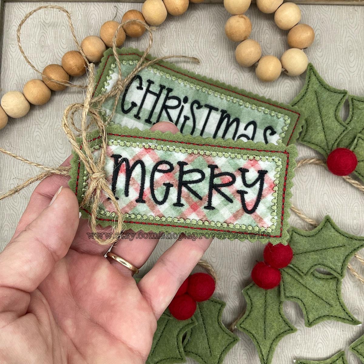 ITH Felt Christmas Tag - Stocking Tag- Gift Tag - Christmas Decor ...