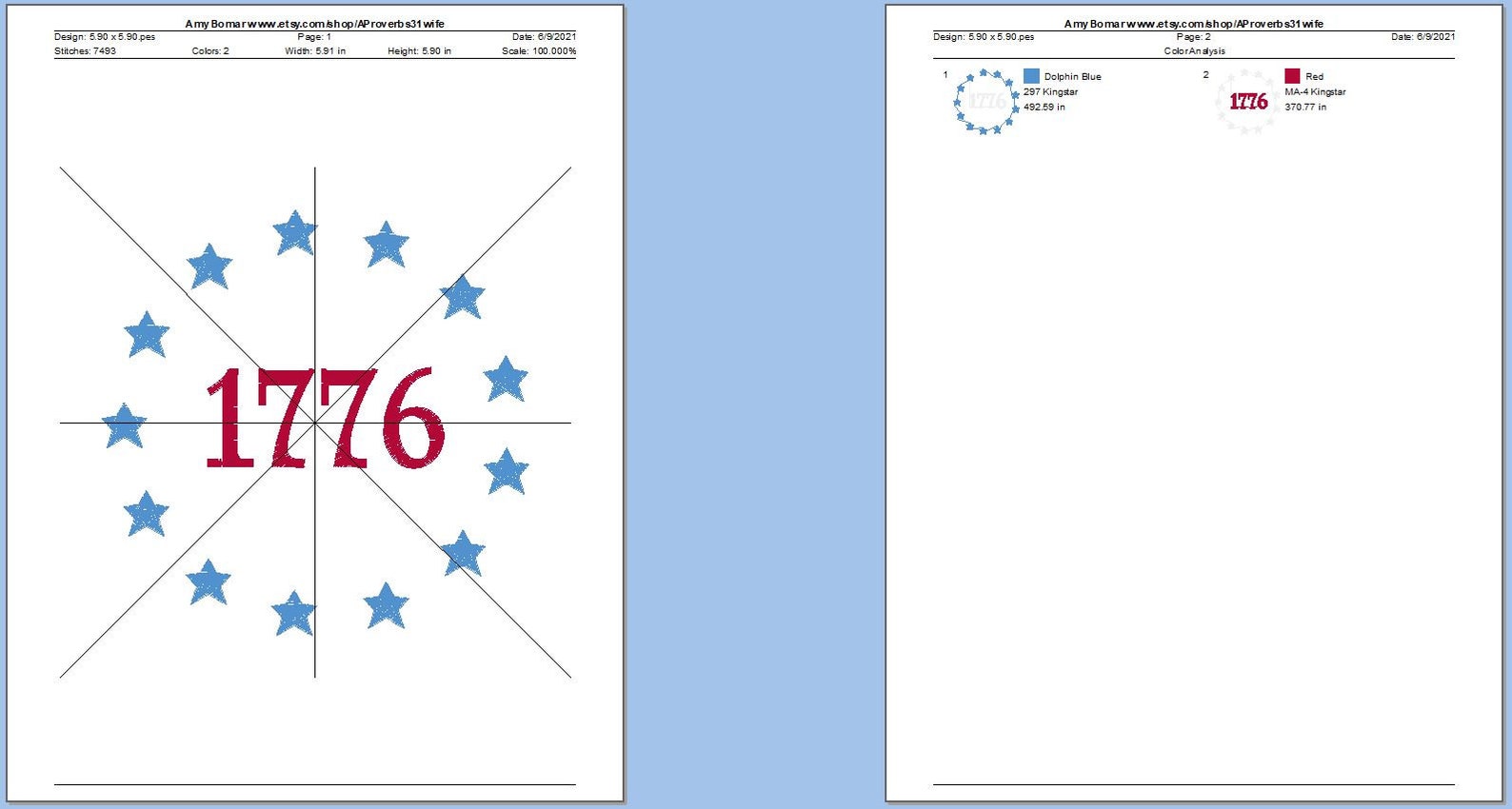 Star Frame 1776 4th of July Machine Embroidery 4x4 Embroidery Design ...