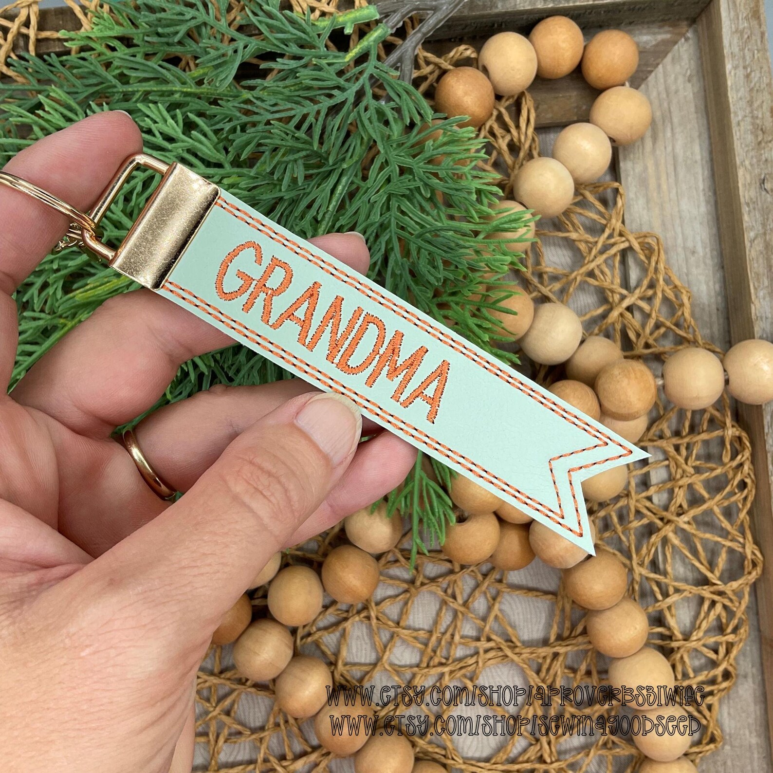 GRANDMA Flag Key Fob ITH Machine Embroidery Design (instant Download ...